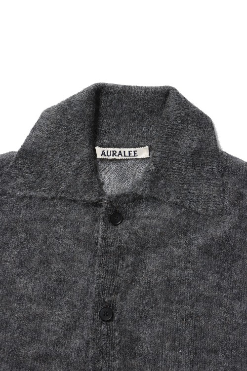 KID MOHAIR SHEER KNIT SHIRT CARDIGAN -Top Charcoal KID MOHAIR SHEER KNIT SHIRT CARDIGAN -Top Charcoal