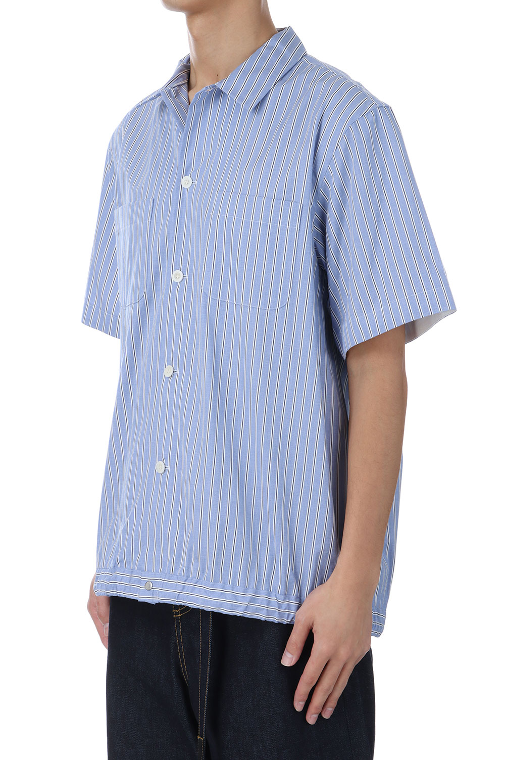 Cotton Poplin Shirt - L/BLUE STRIPE 458 (SCM-217) | セレクトショップ ...