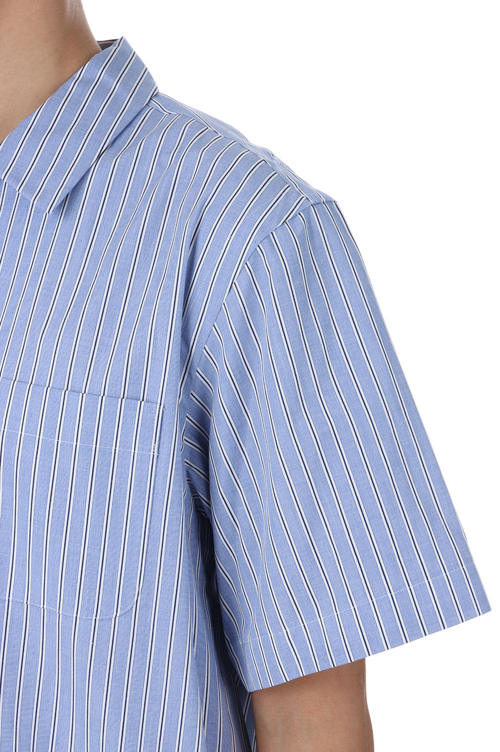 Cotton Poplin Shirt - L/BLUE STRIPE 458 (SCM-217) | セレクトショップ ...