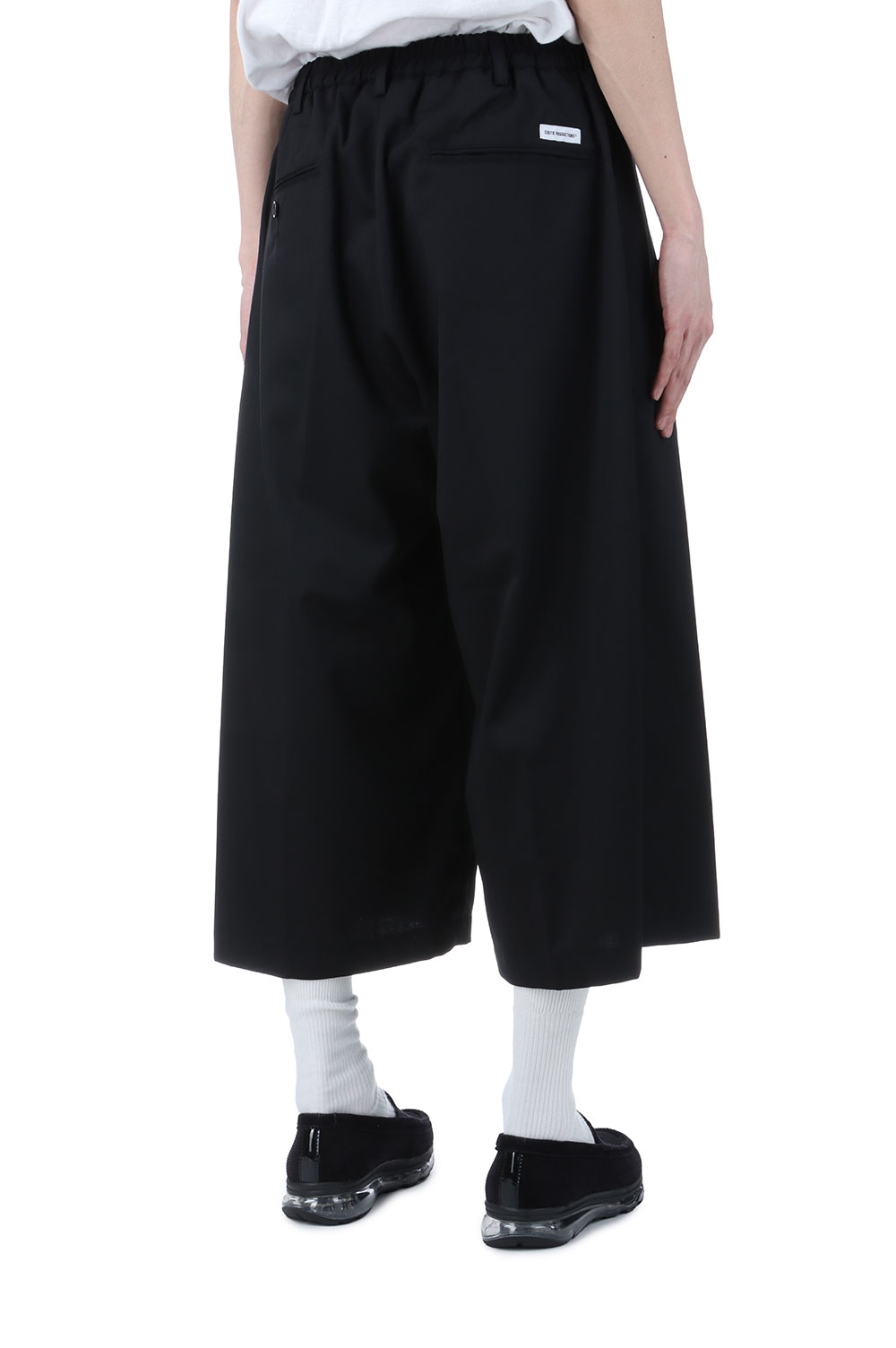 Comfort Merino Saxony Shin Cut Wide Easy Trousers / Black (CTE-25S109 ...