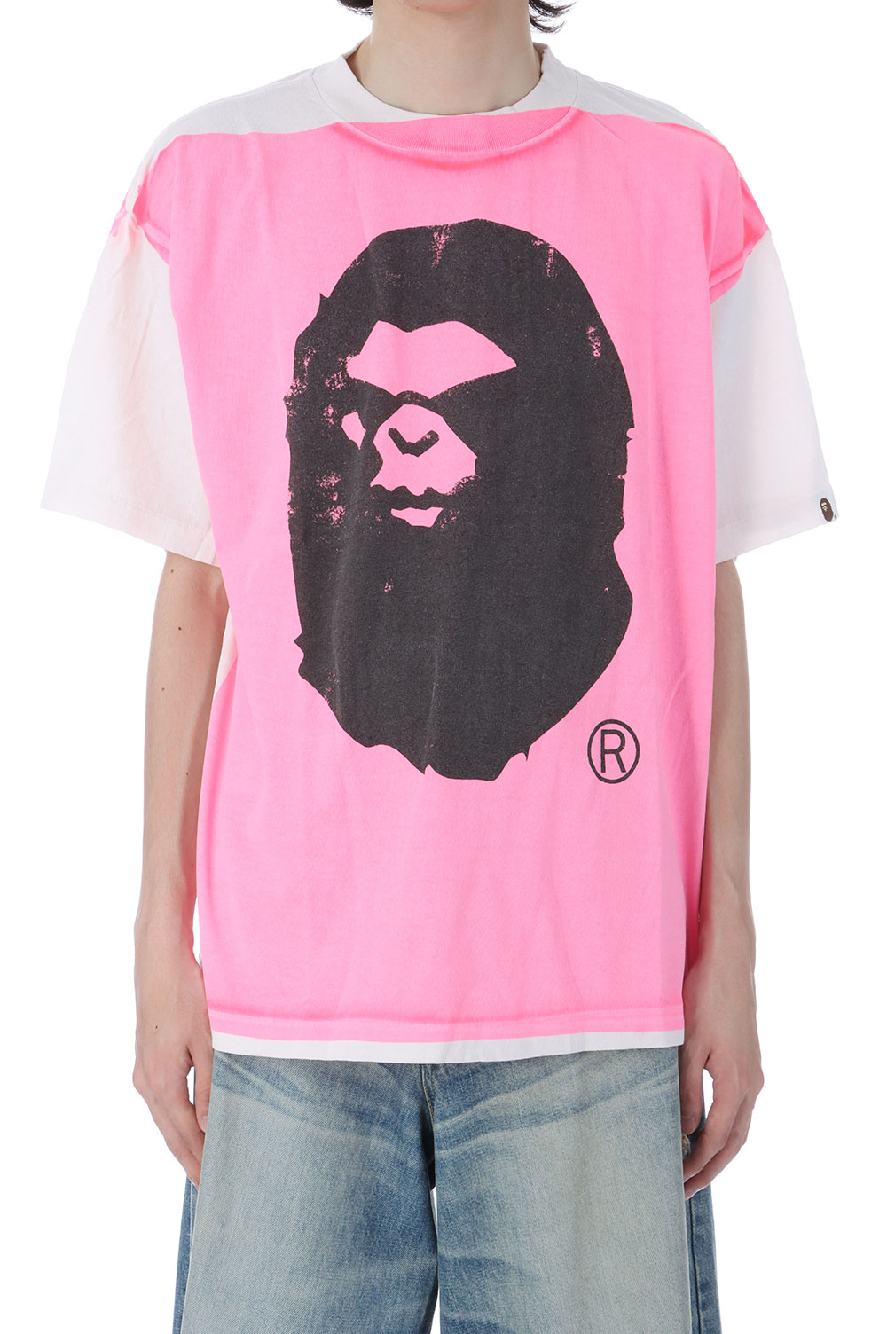 BAPE_SS TEE / HANDPRINT / WHT+PNK (SM-HR1-0000-C33) | セレクトショップ ...