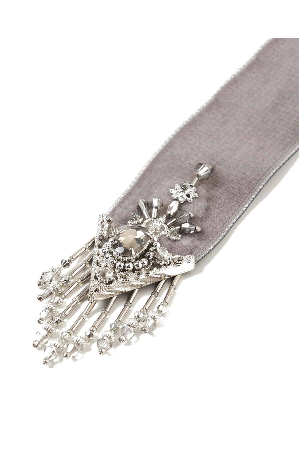 crystal silver tip velvet long ribbon - GRAY (TD-24SS-AC12) | セレクトショップ｜DeepInsideinc.com Store