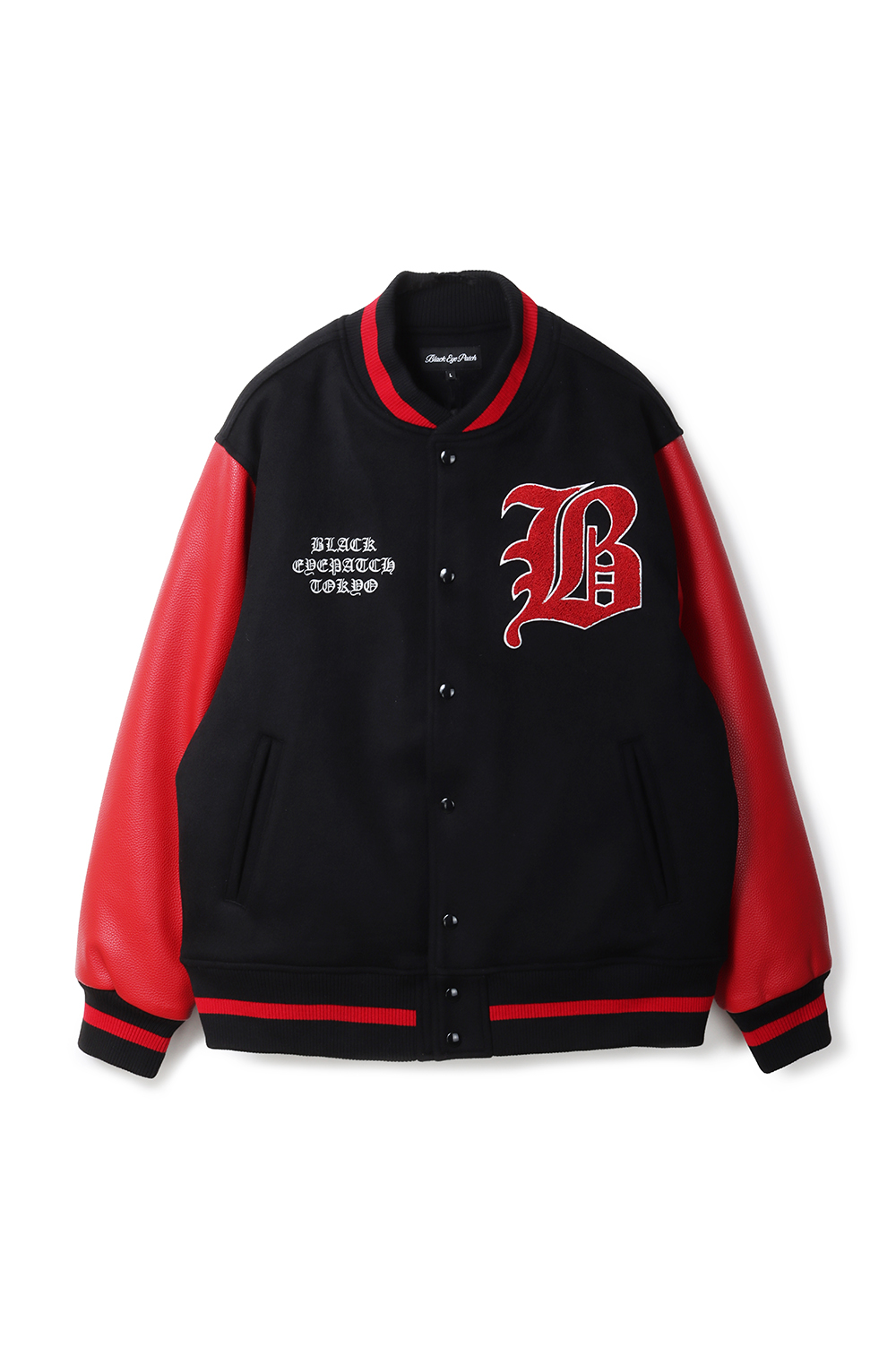 OE BIG B MELTON VARSITY JACKET - BLACK / RED (BEPSS26OT01) | セレクトショップ ...