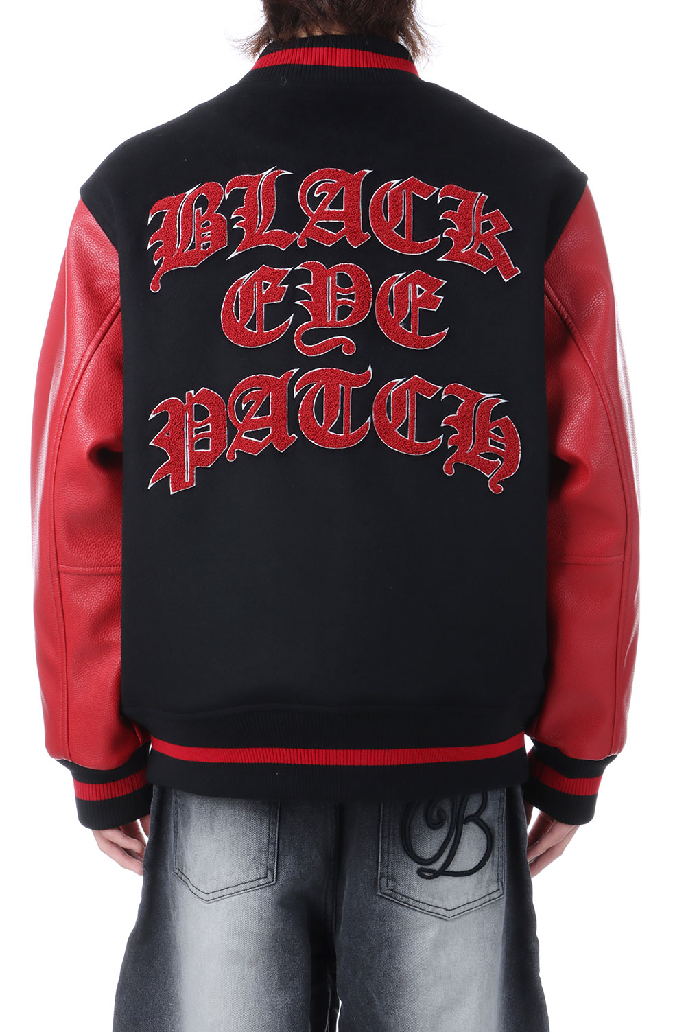 OE BIG B MELTON VARSITY JACKET - BLACK / RED (BEPSS26OT01) | セレクトショップ ...